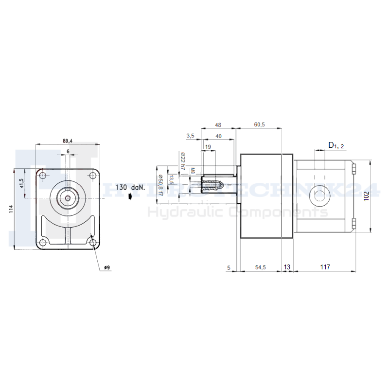 Hydraulikpumpe, Zahnradpumpe Größe 2 10ccm/U rechtsdrehend mit ...